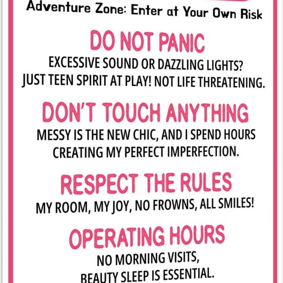 Other | Funny Room Rules Sign Cute Room Rules Sign For Teen Girls Pink ...